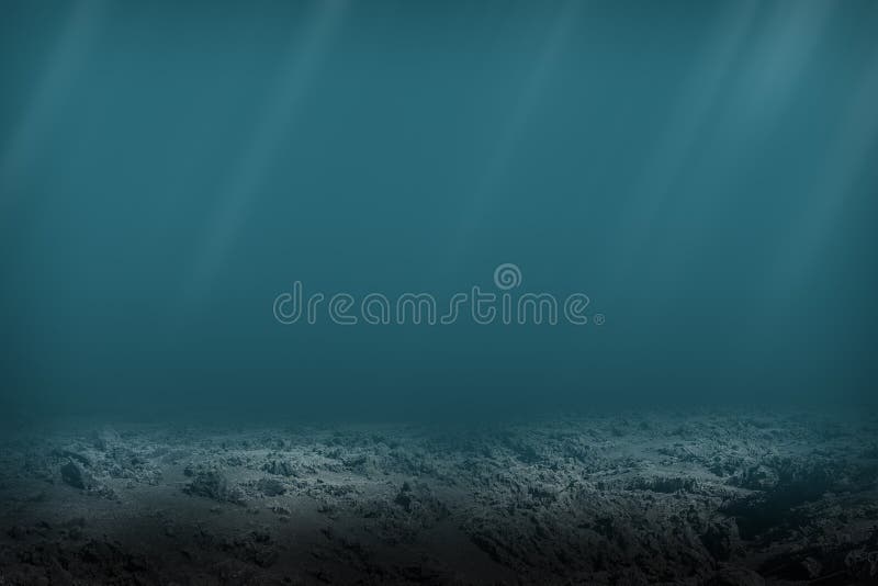 Dark Blue Ocean Seen from Underwater. Dead Seabed of Stones and Rocks ...