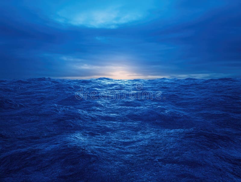 Dark Blue Ocean Sunset stock image. Image of dark, ocean - 363565711