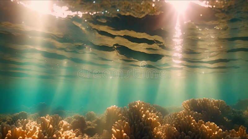 Dark Blue Ocean Surface Seen from Underwater. Magic Blue Ocean or Deep ...
