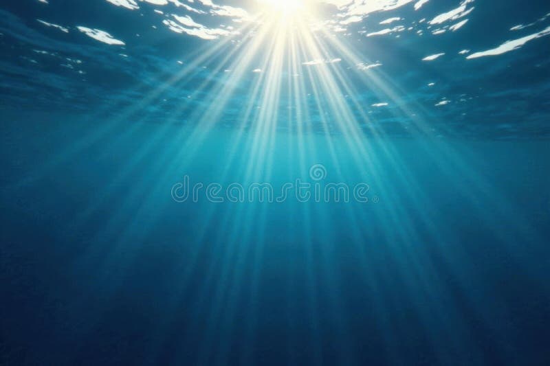 Dark Blue Ocean Surface with Sunlight Filtering Down through the Water ...