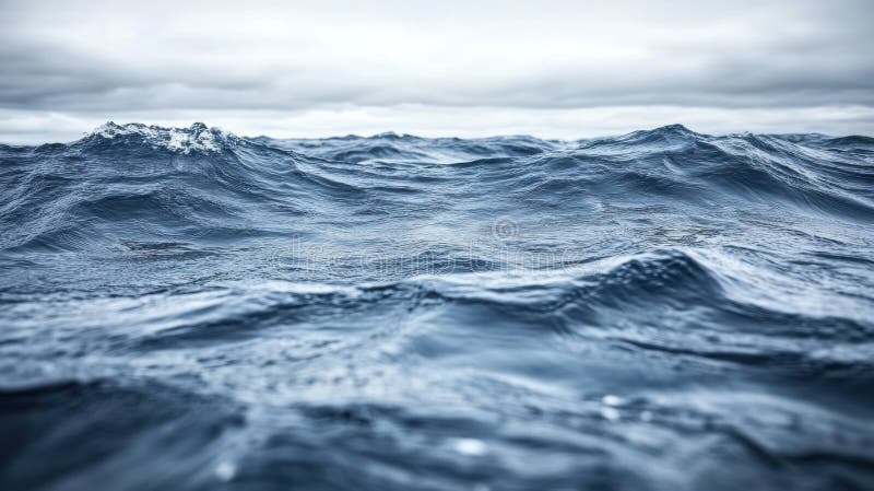 Dark Blue Ocean Waves Under a Gray Sky Stock Illustration ...