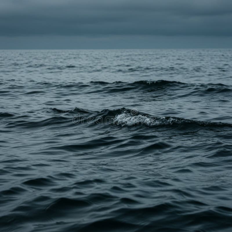 Dark Blue Ocean Waves Under a Grey Sky Stock Illustration ...