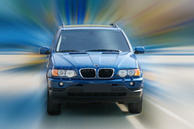 Dark Blue Off-road Car Driving Stock Image - Image of lighting, travel ...