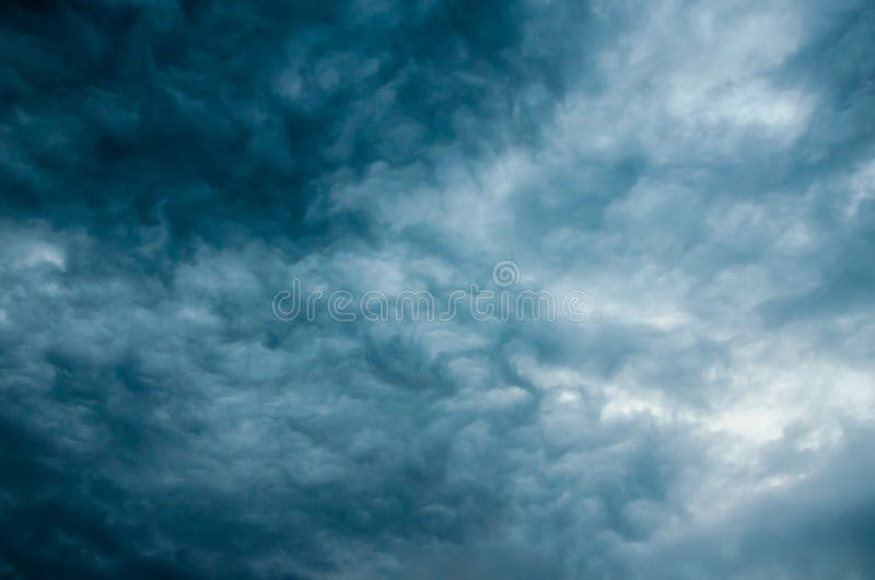 Dark Blue Ominous Storm Clouds Close Up Overhead. Dramatic Sky ...
