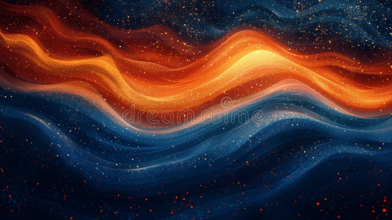 Dark Blue and Orange Retro Psychedelic Color Wave Background with ...