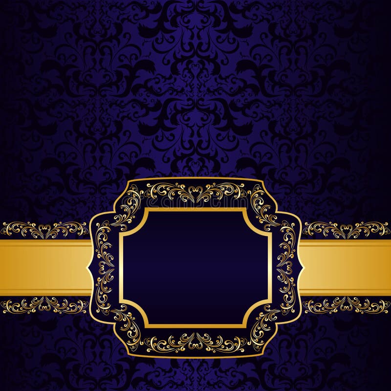 Dark Blue Background Decorated a Gold Border. Stock Vector ...