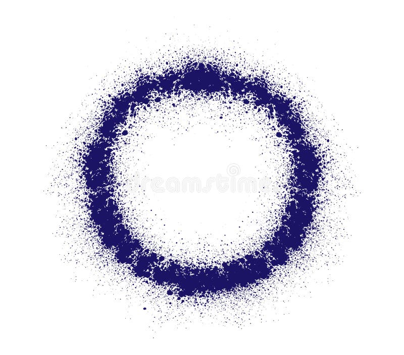 Dark Blue Paint Splatter Circle on White Background, Frame for Text ...