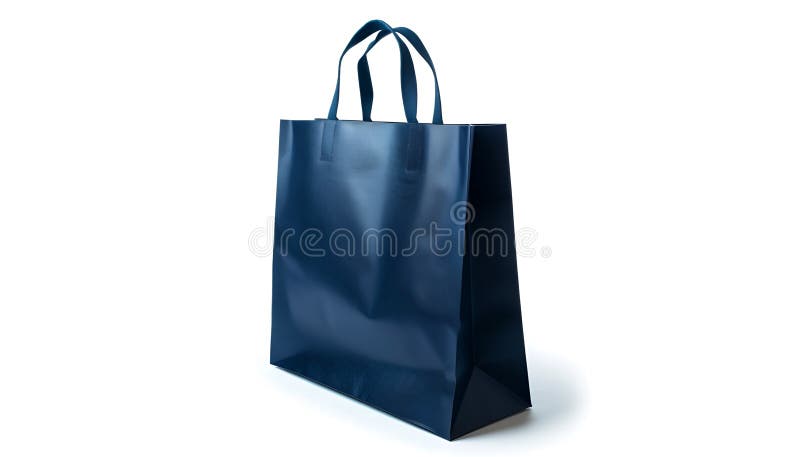 Dark Blue Paper Shopping Bag Isolated on White Stock Illustration ...