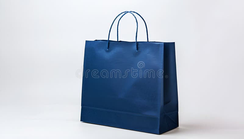 Dark Blue Paper Shopping Bag Isolated on White Stock Image - Image of ...