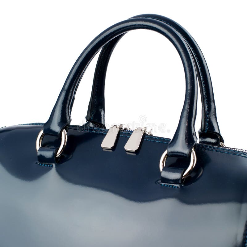 Dark Blue Patent Handbag Isolated on White Background. Stock Photo ...