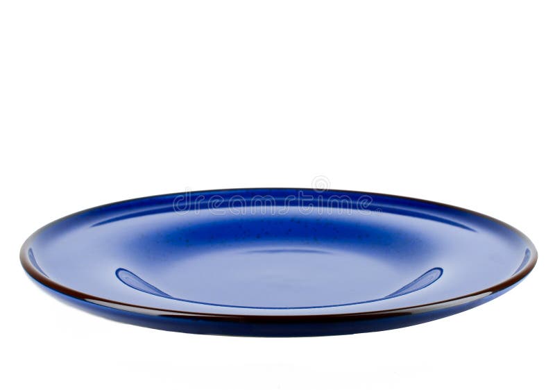 Dark Blue Plate Isolated White Background Stock Photo - Image of table ...