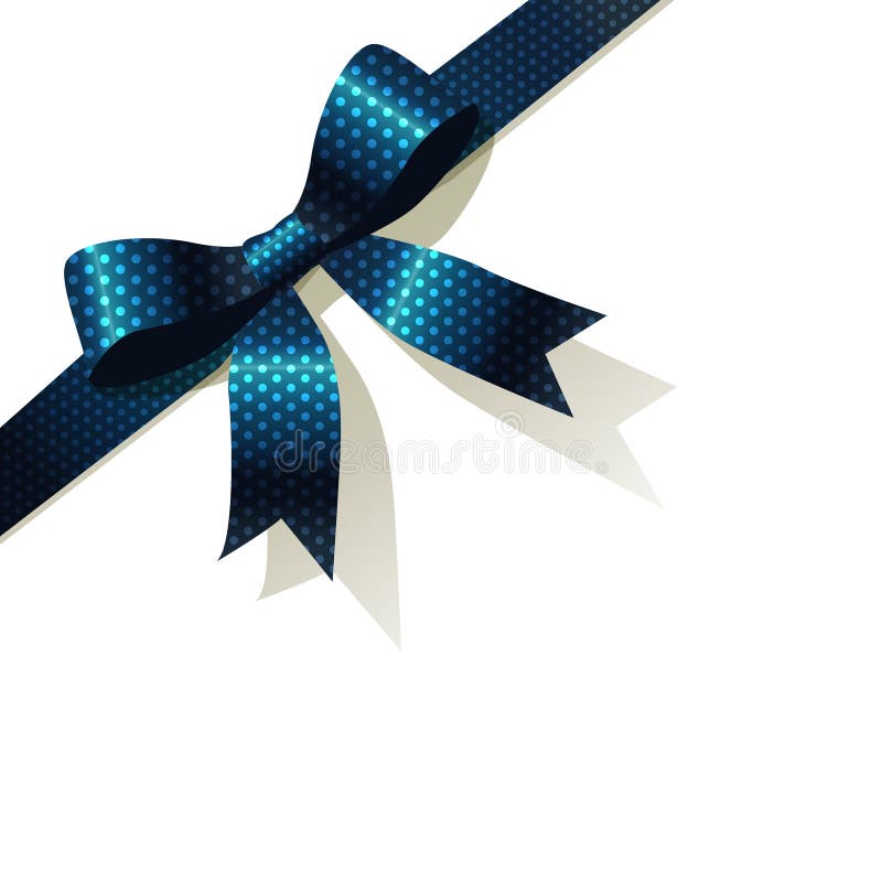 Dark Blue Polka Dot Ribbon on a White Background. Stock Vector ...