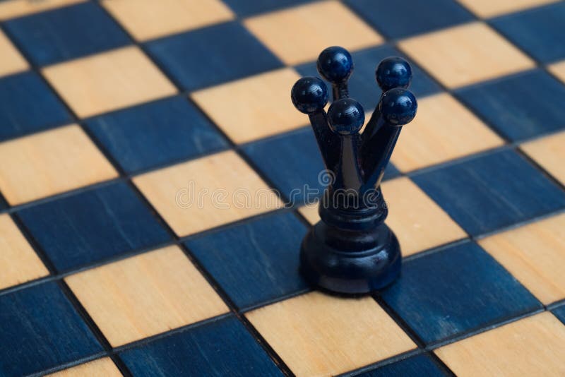Dark Blue Queen on Wooden Chessboard Stock Image - Image of strategy ...