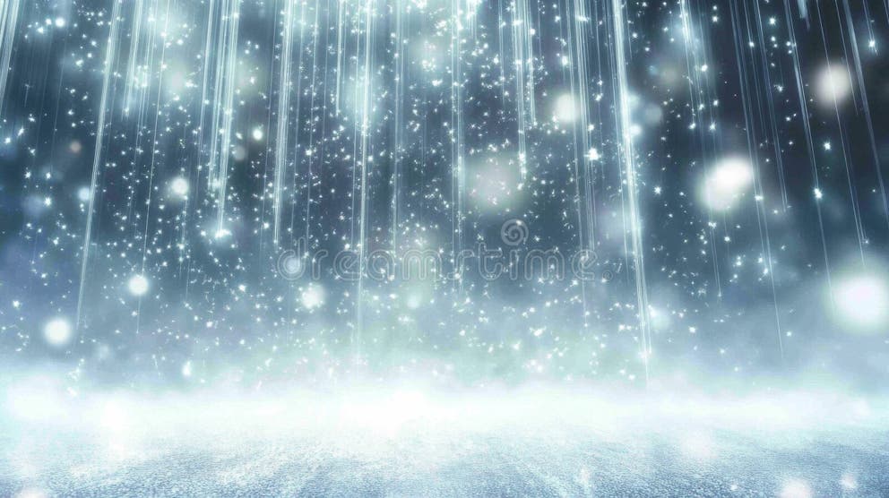 Dark Blue Rain Background with Glitter and Sparkle Stock Illustration ...