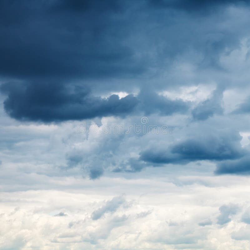 Dark Blue Rainy Clouds in Overcast Sky Stock Image - Image of fluffy ...