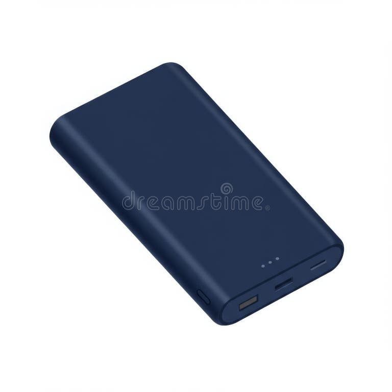 Dark Blue Rectangular Slim Portable Power Bank Stock Illustration ...