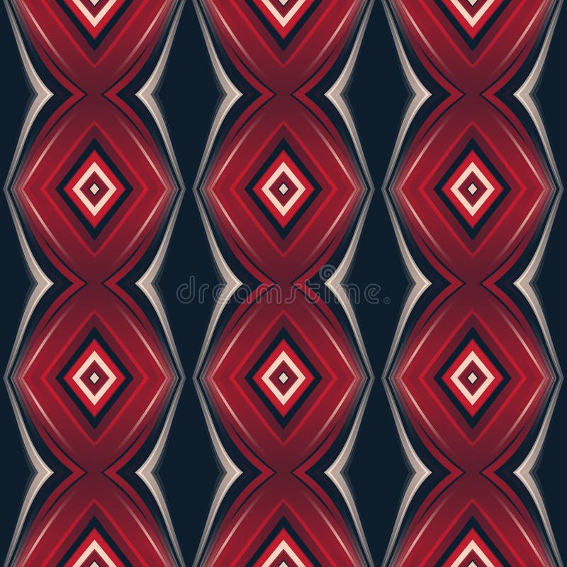 Dark Blue and Red Seamless Pattern with Abstract Futuristic Geometric ...
