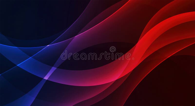 Dark Blue and Red Smooth Refracted Waves Abstract Background. Vector ...
