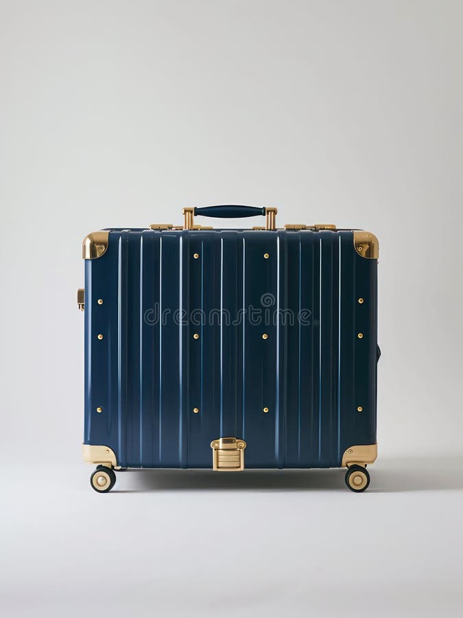 Dark Blue Retro Suitcase on White Background. Stock Illustration ...