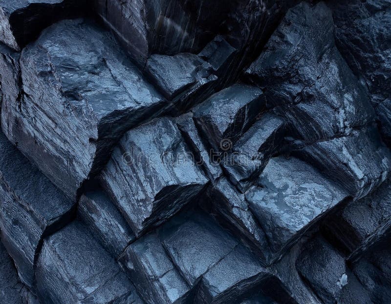 Dark Blue Rock Basalt Texture. Rough Mountain Surface. Close-up. Stone ...
