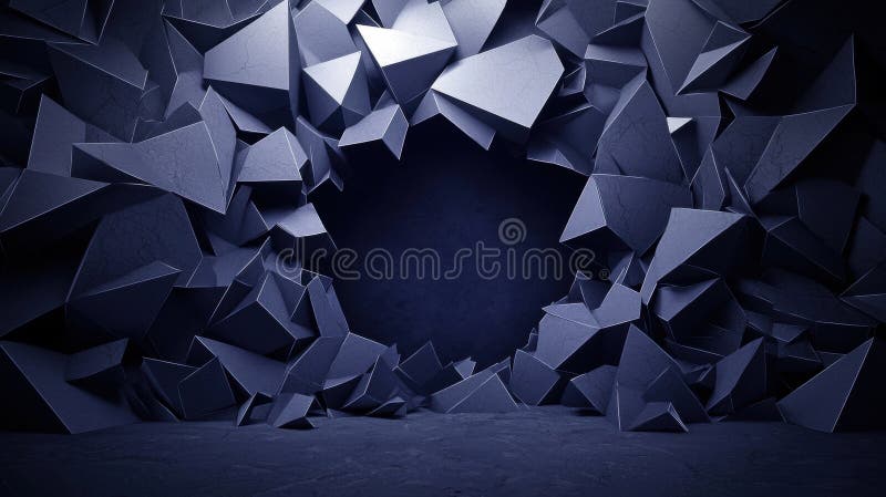A Dark Blue, Rocky Cave with a Large Opening at the Center. Stock ...