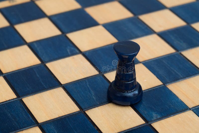 Dark Blue King on Wooden Chessboard Stock Image - Image of competition ...