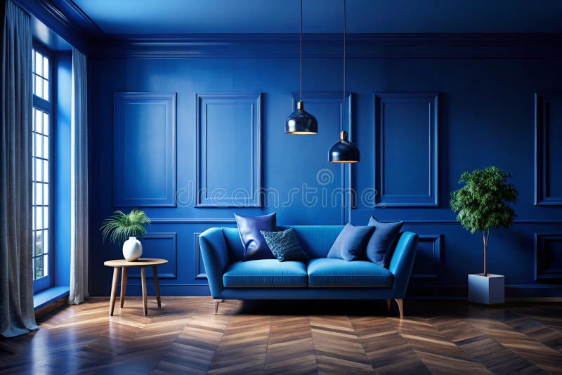 Dark Blue Room Background stock illustration. Illustration of ...