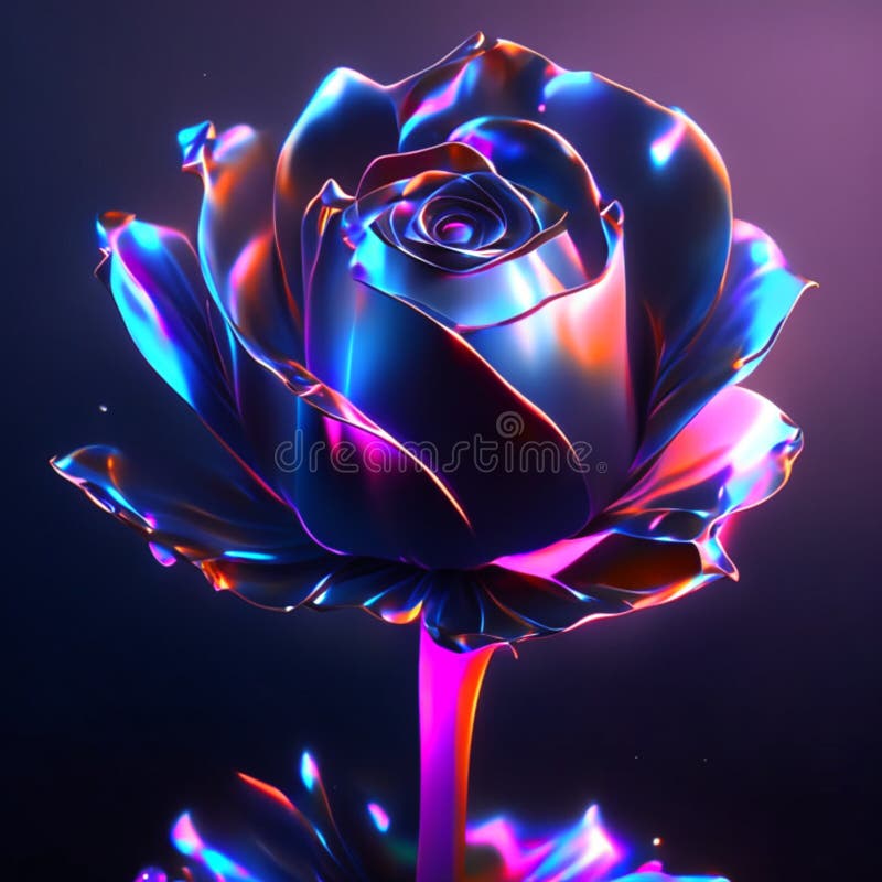 Dark Blue Rose on a Black Background. 3d Rendering, 3d Illustration ...