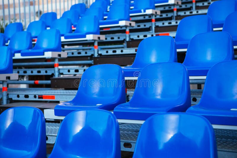 Blue Rows of Seats in a Sports Hall. Stadium Seating Stock Image ...
