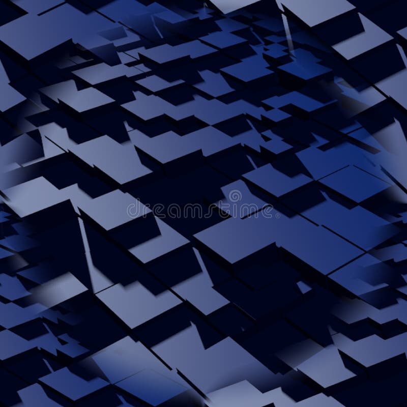 Dark Blue Seamless Abstraction with Moving Square Elements, Cold Light ...