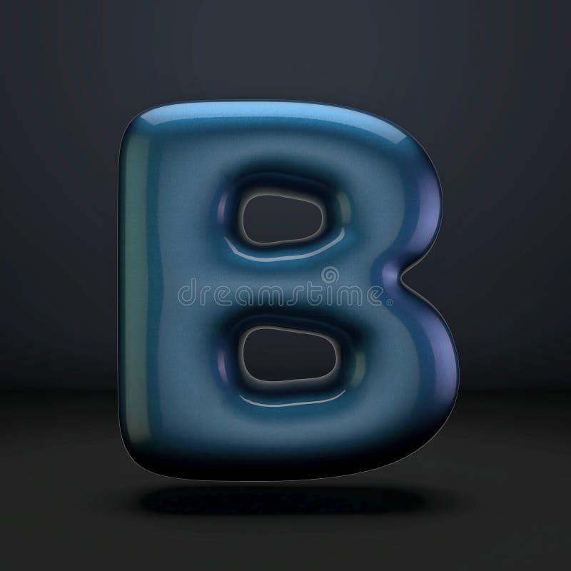 Dark Blue Shiny Font Letter B 3D Stock Illustration - Illustration of ...