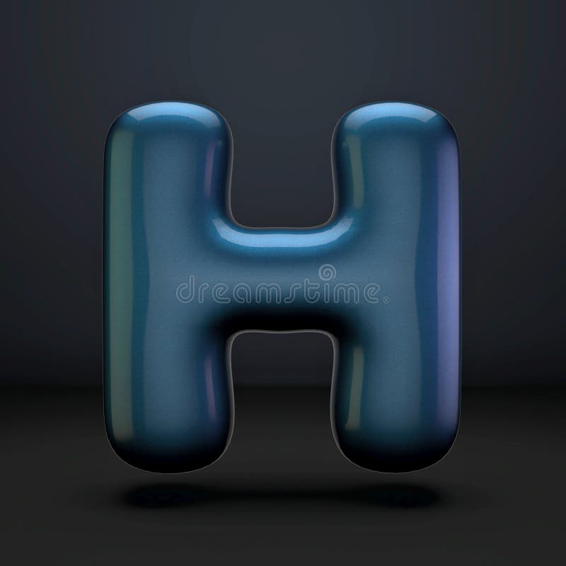 Dark Blue Shiny Font Letter H 3D Stock Illustration - Illustration of ...