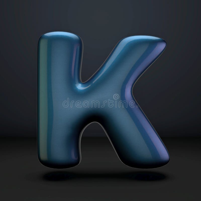 Dark Blue Shiny Font Letter K 3D Stock Illustration - Illustration of ...