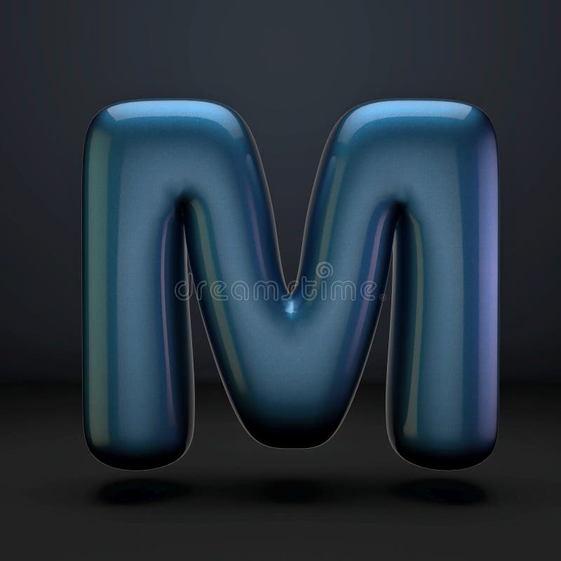 Dark Blue Shiny Font Letter M 3D Stock Illustration - Illustration of ...
