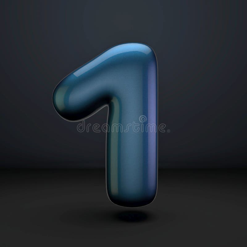 Dark Blue Shiny Font Number 1 ONE 3D Stock Illustration - Illustration ...