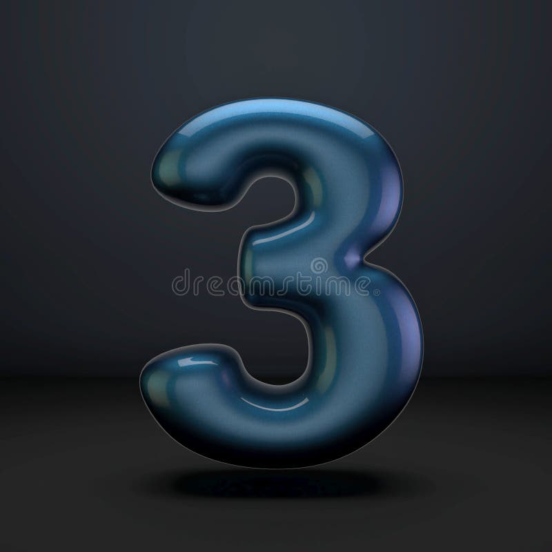 Dark Blue Shiny Font Number 3 THREE 3D Stock Illustration ...