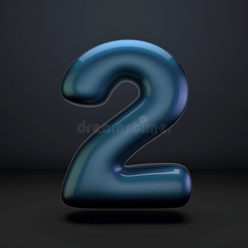 Dark Blue Shiny Font Number 2 TWO 3D Stock Illustration - Illustration ...