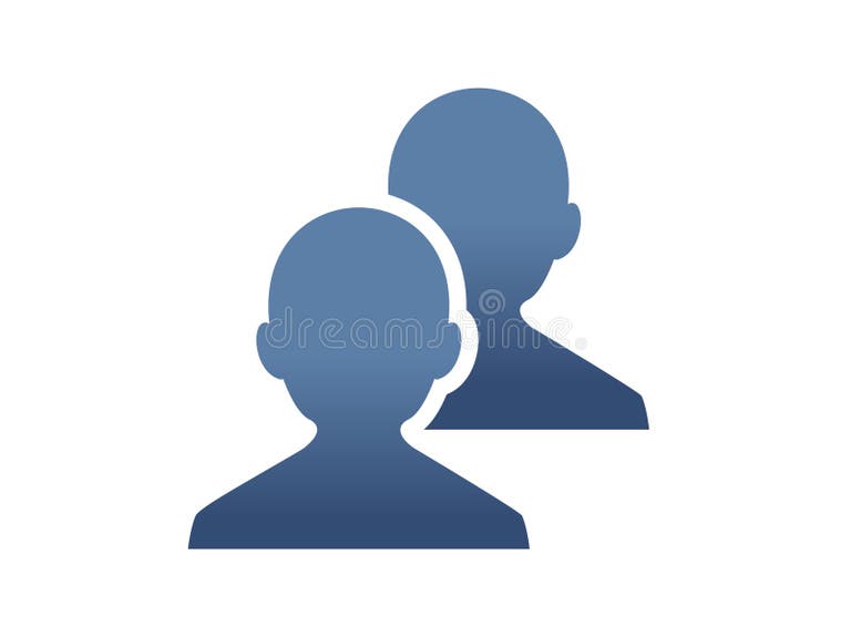 Dark Blue Silhouette Heads of Two People Icon, Represent Users Stock ...