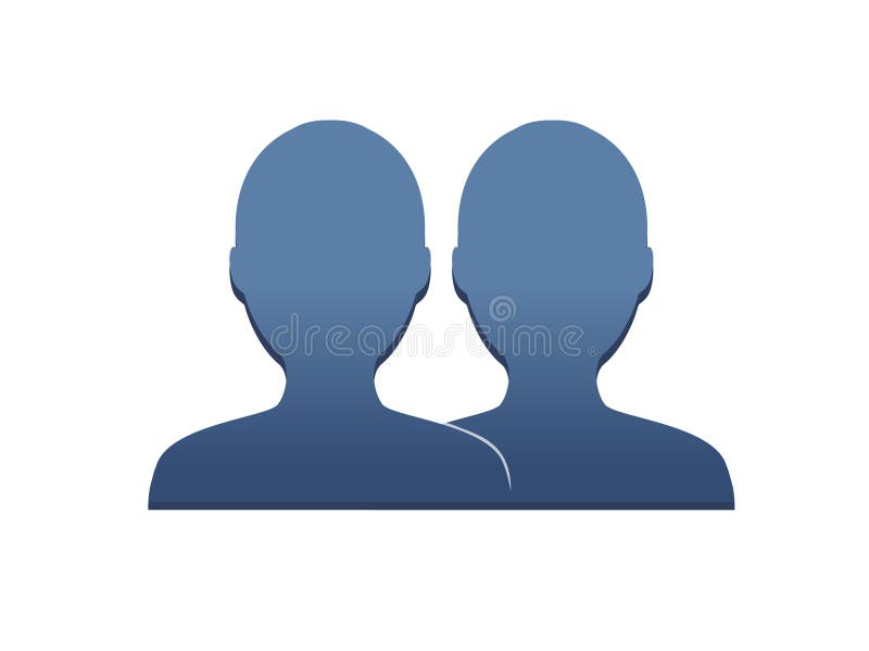Dark Blue Silhouette Heads of Two People Icon, Represent Users Stock ...