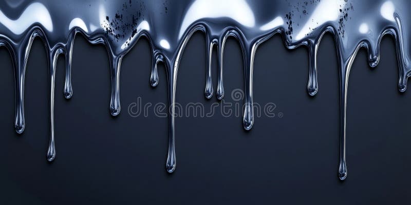 Dark Blue and Silver Paint Drips Down a Modern Background, Creating a ...