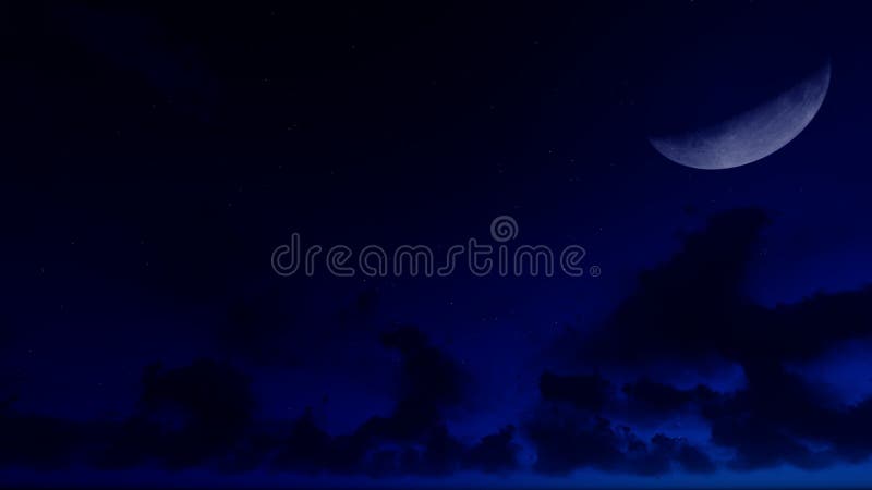 Dark Blue Sky with a Big Half Moon Stock Image - Image of golden, light ...