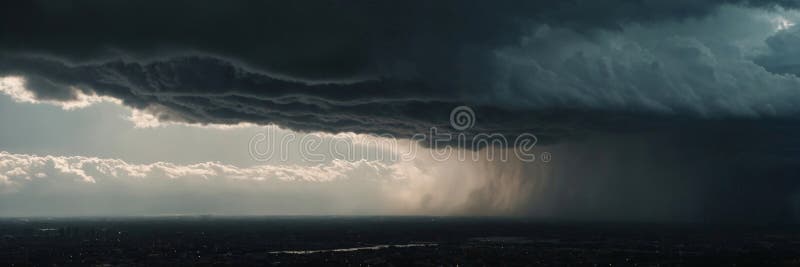 Dark Blue Sky with Clouds during a Storm Over a Landscape Stock ...