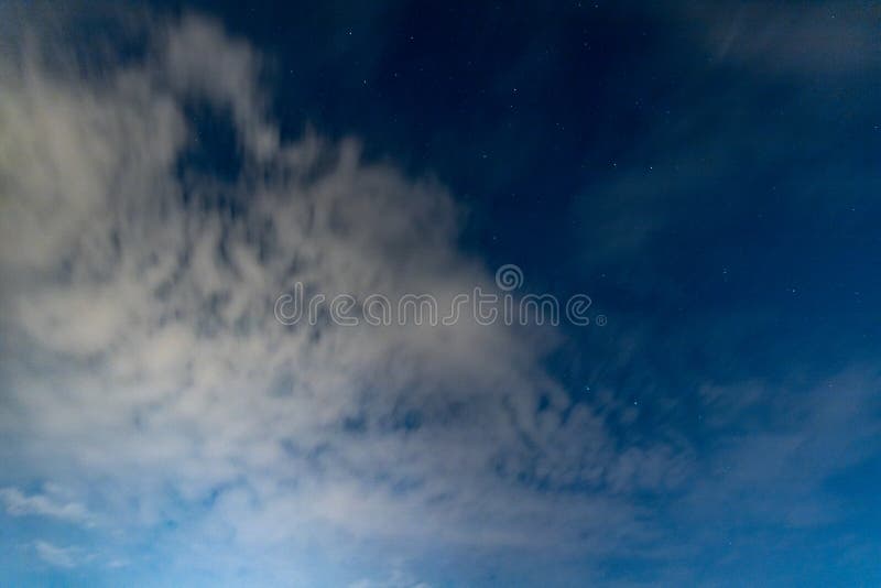 Dark Blue Sky on Long Exposure with Moving Clouds at Night Stock Photo ...