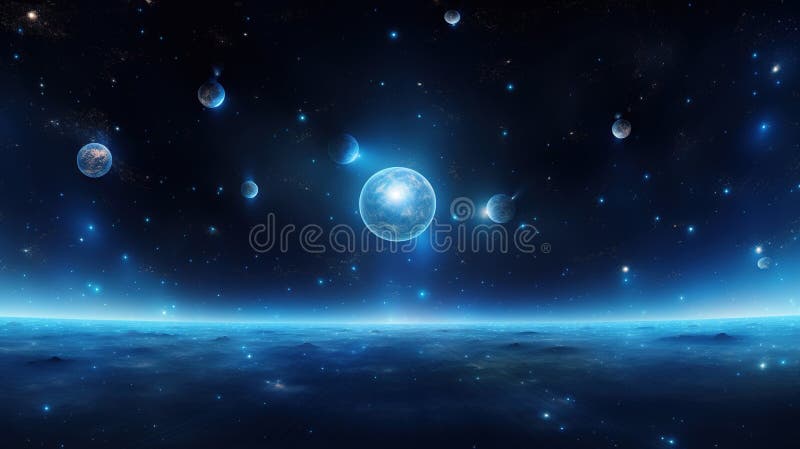 A Dark Blue Sky with Scattered Stars and Planets Stock Image - Image of ...