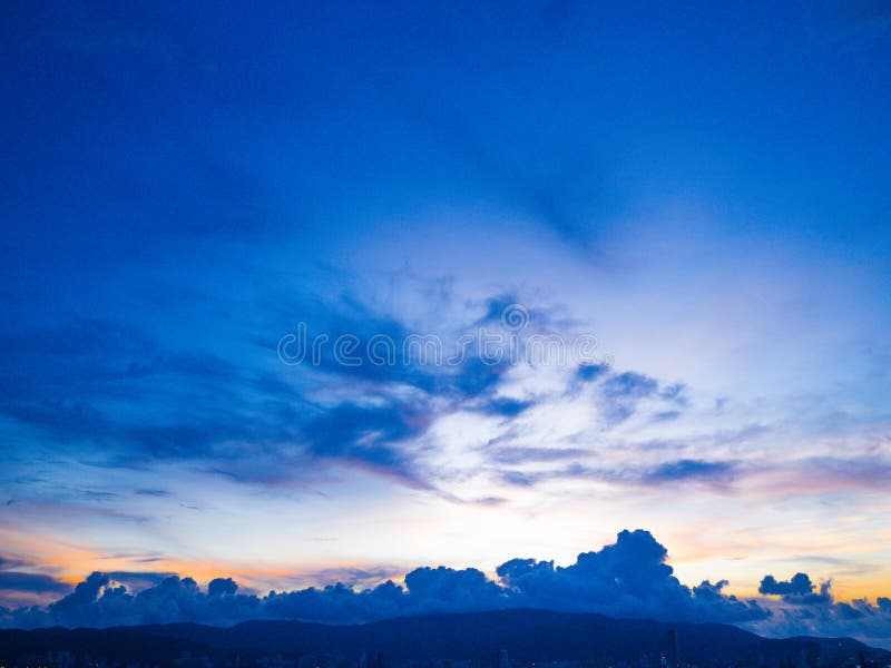Dark Blue Sky Sunset Over Penang Island Stock Image - Image of clouds ...