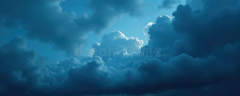 Dark Blue Sky, Thick Smoke Billowing, Heavy Clouds , Blue, Black Stock ...