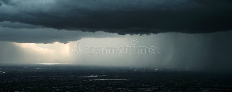 Dark Blue Sky during a Thunderstorm Over a Night Landscape Stock ...