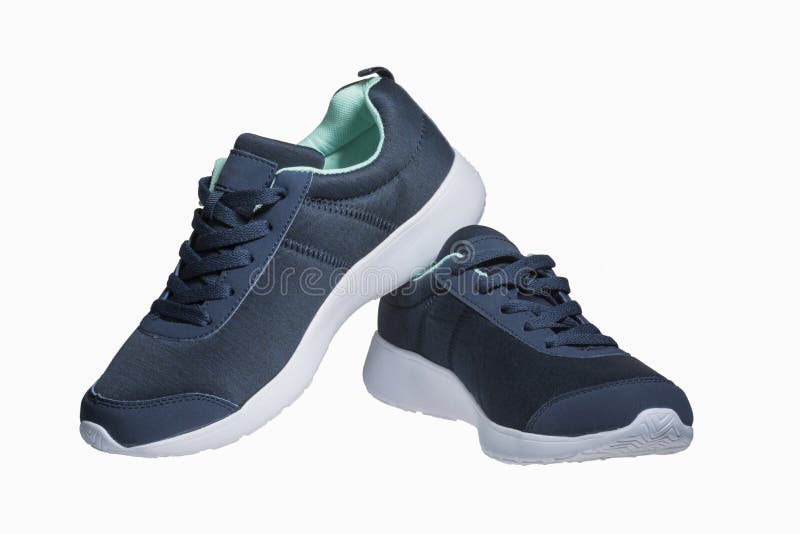 Dark Blue Snickers with a White Sole Stock Image - Image of style ...