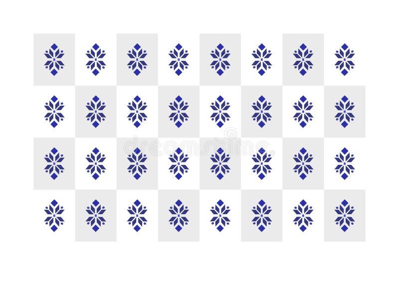 Dark Blue Snowflake Tile on White Fame Area Stock Illustration ...