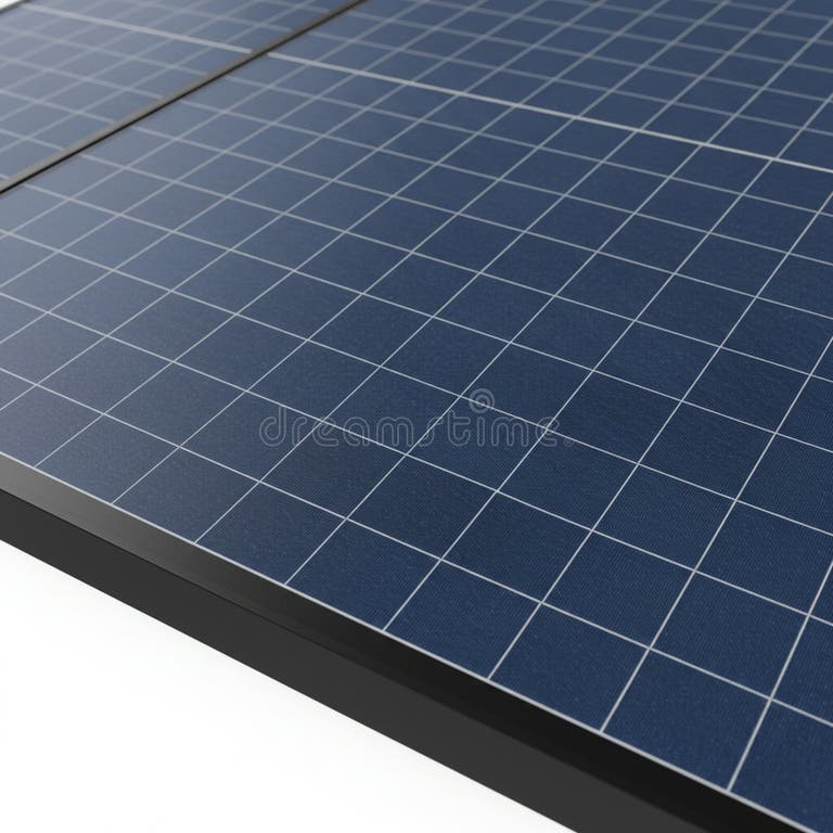 Dark Blue Solar Panel with a Grid Pattern of White Lines, Mounted in a ...